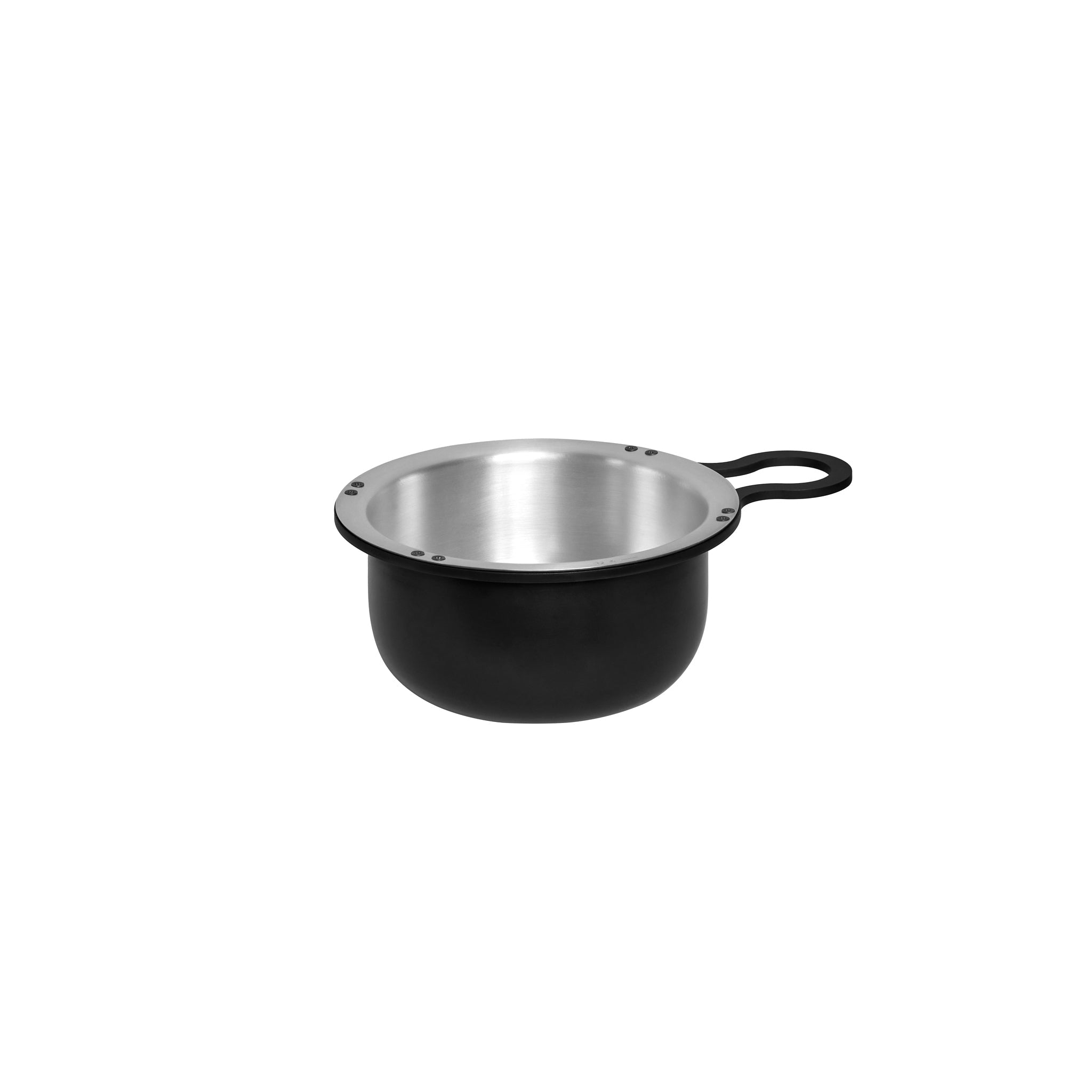 An amazing small saucepan made of iron with a pure silver coating ...